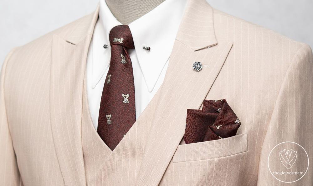 Bộ Suit Kem Nhạt Kẻ Sọc Modern Fit TGS369 | Thế Giới Vest Nam